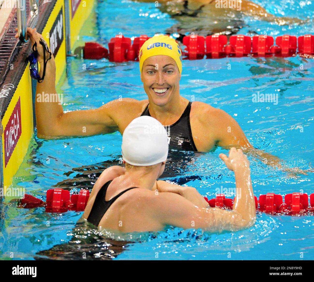 Therese Alshammar of Sweden reacts after competing in the women's 50 ...