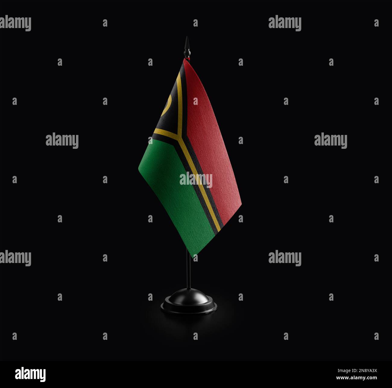 Small national flag of the Vanuatu on a black background Stock Photo ...
