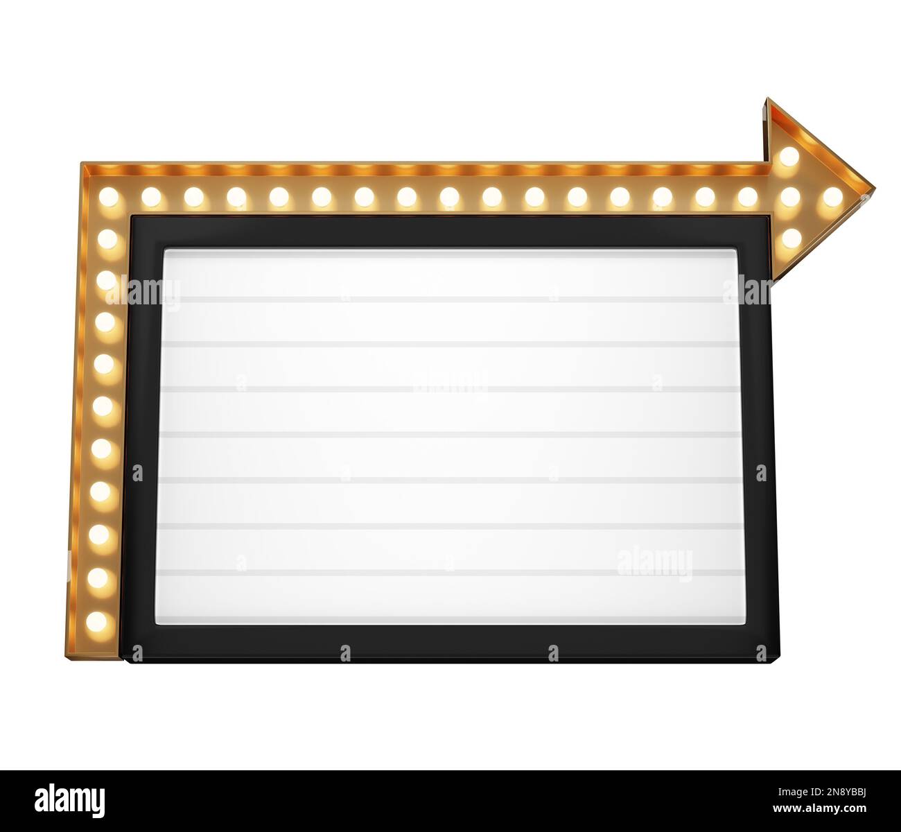 3d retro black and gold signboard with glowing yellow light bulb ...