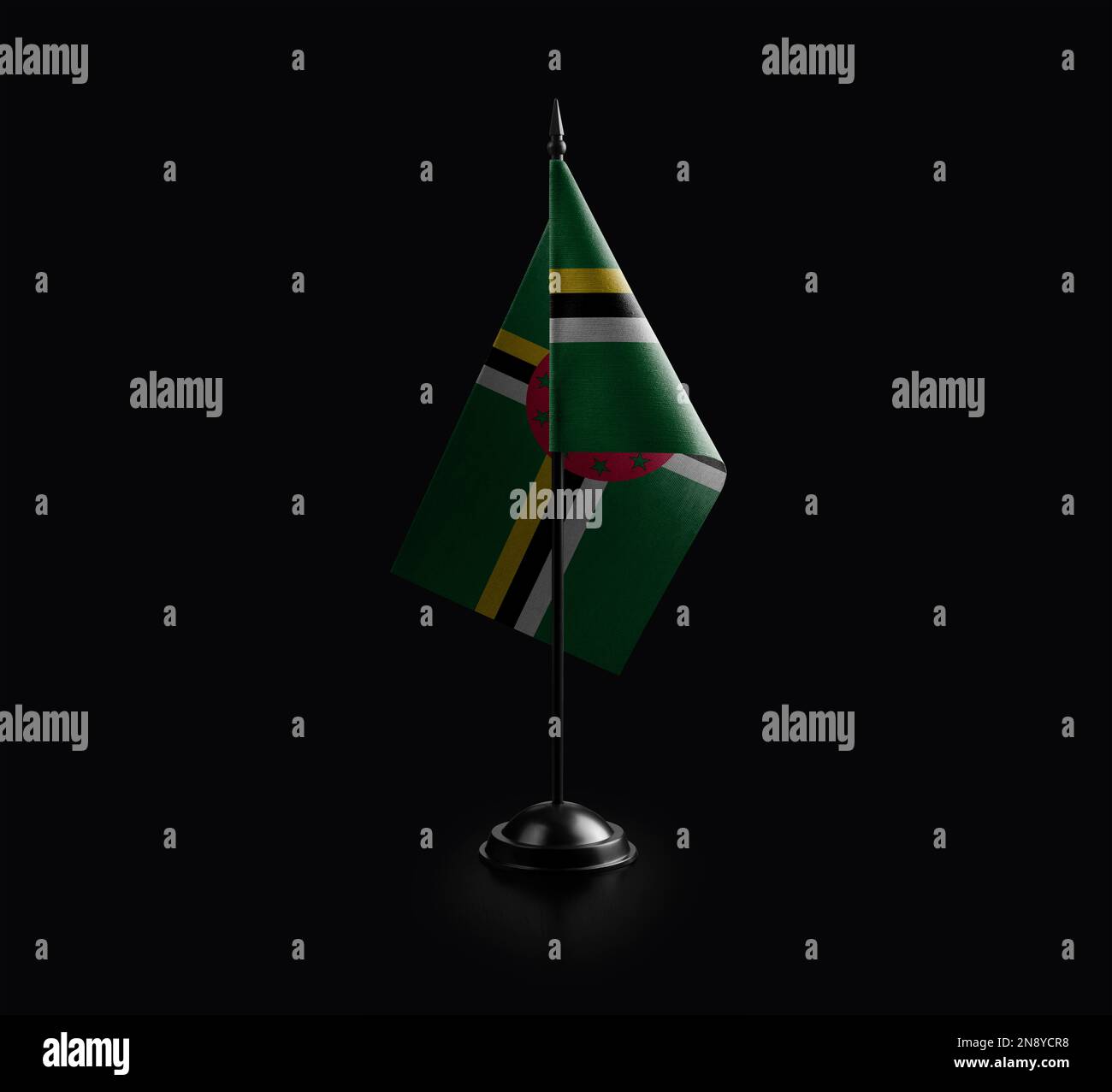 Small national flag of the Dominica on a black background Stock Photo ...