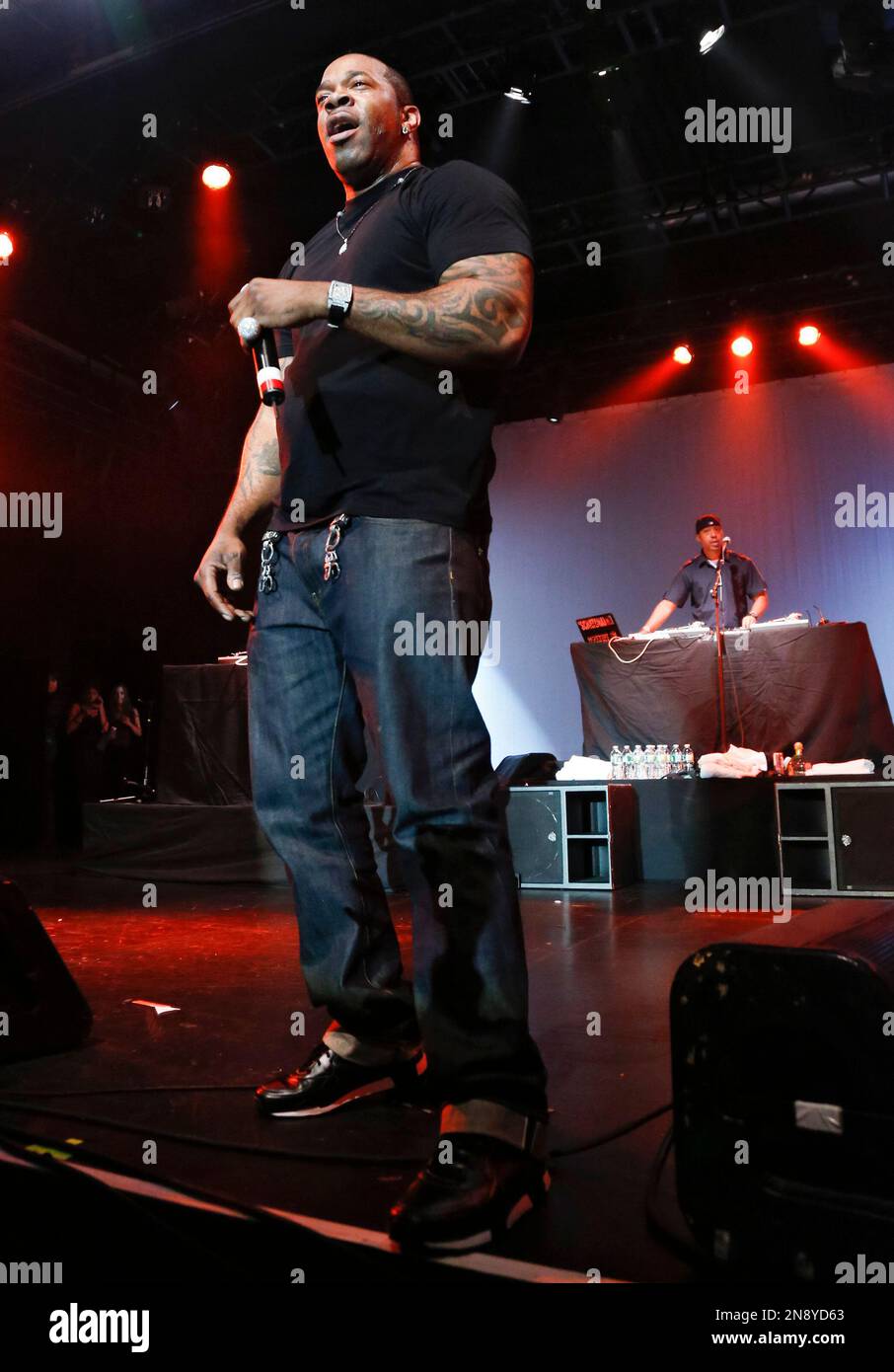 Singer Busta Rhymes is seen in concert at the Nokia Theatre during ...