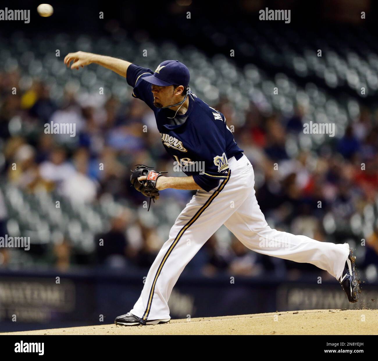 Milwaukee Brewers starting pitcher Shaun Marcum throws to the San Diego ...