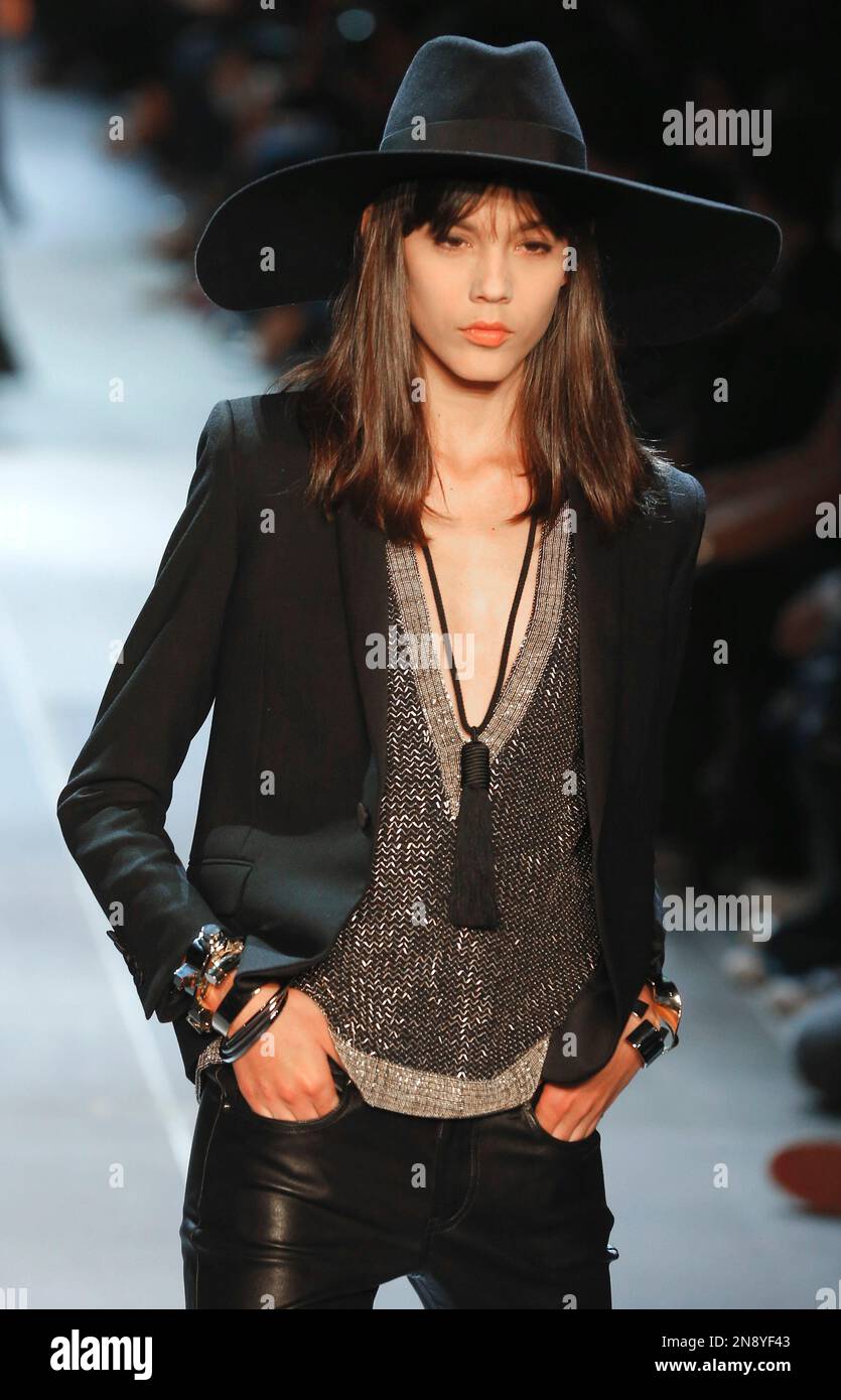 A model wears a creation by Born French fashion designer Hedi Slimane ...