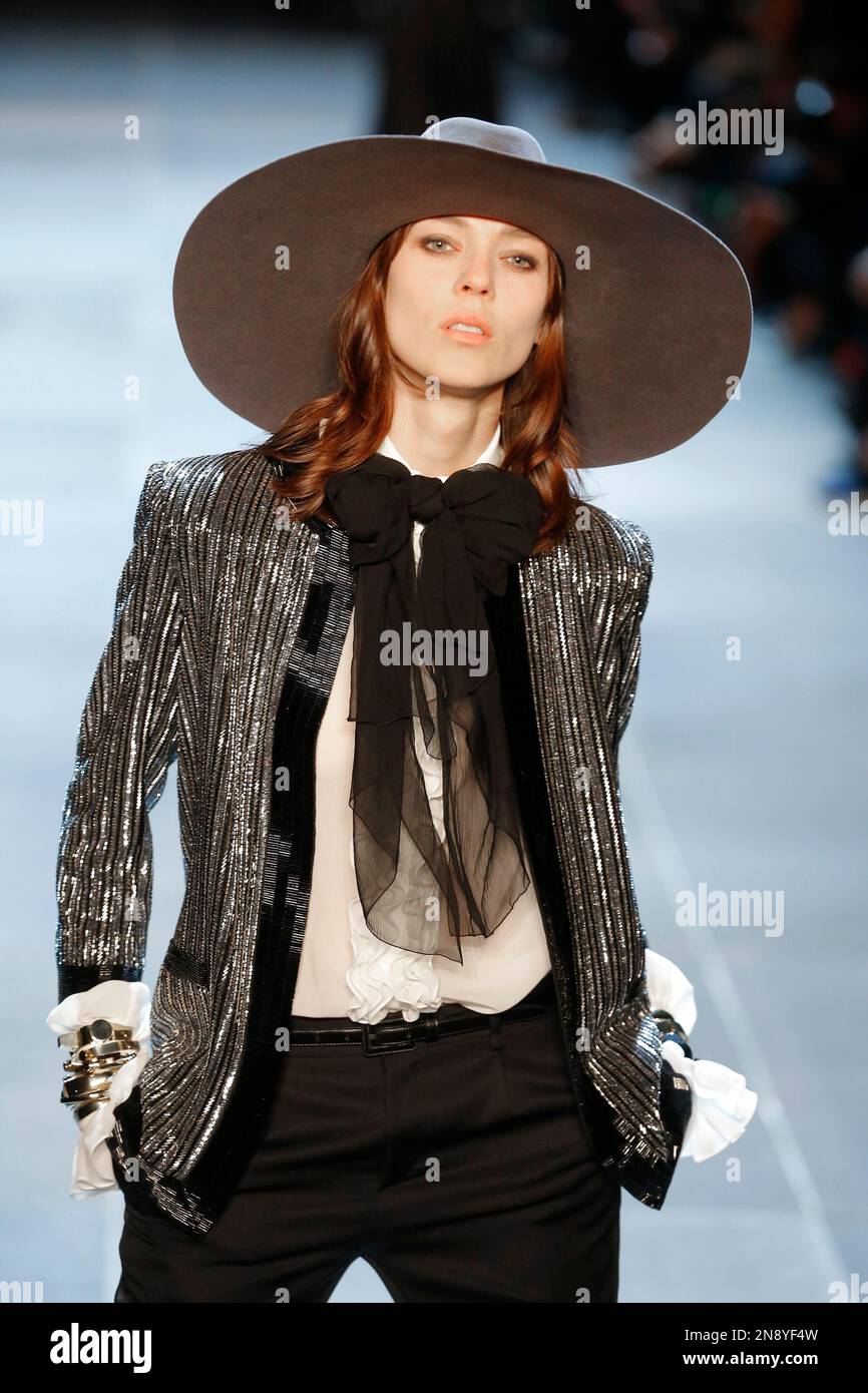 A model wears a creation by Born French fashion designer Hedi Slimane ...