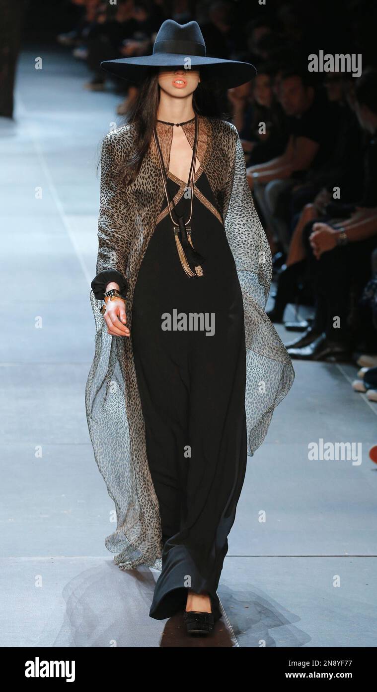 A model wears a creation by Born French fashion designer Hedi Slimane ...