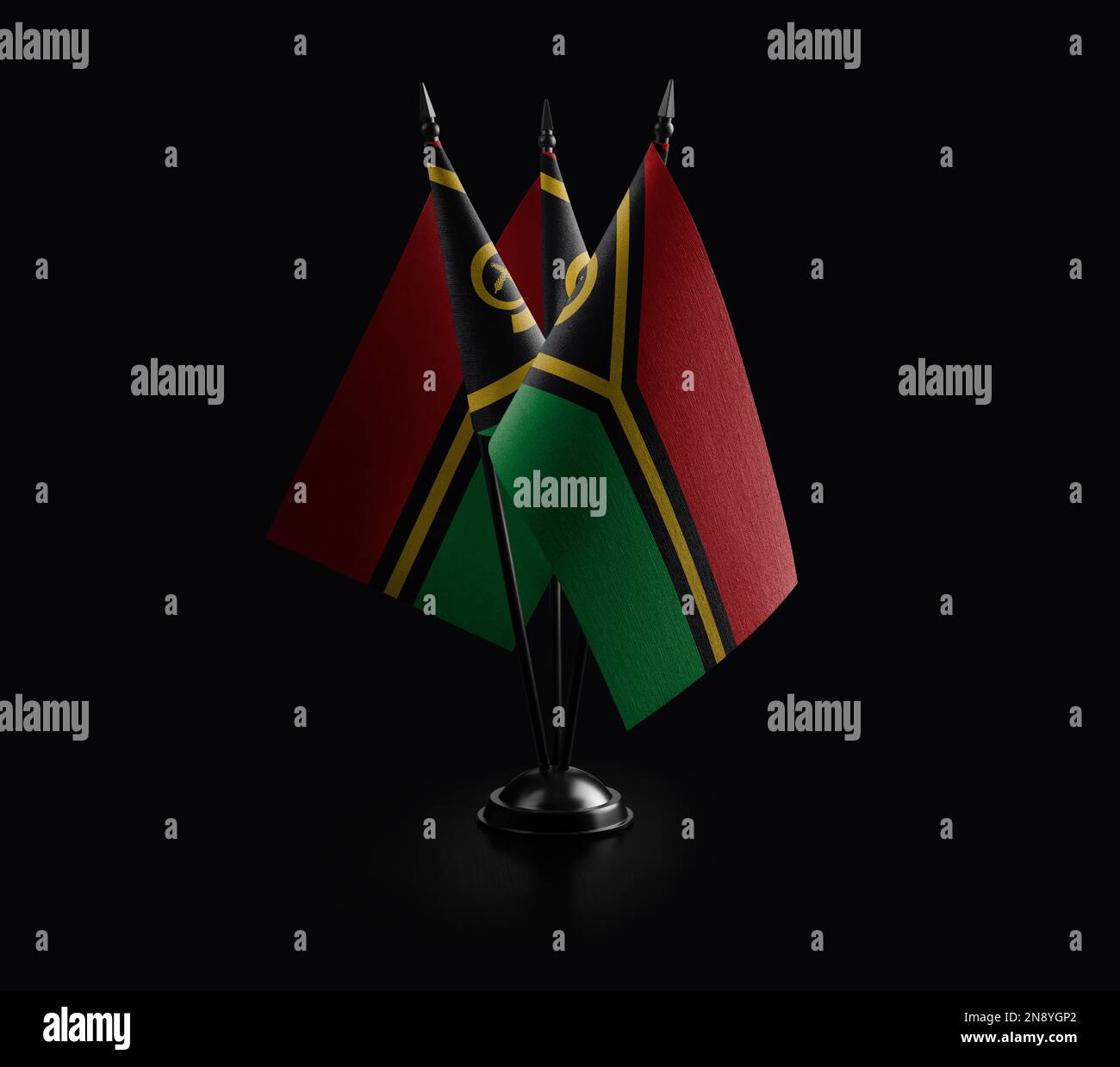Small national flags of the Vanuatu on a black background Stock Photo ...