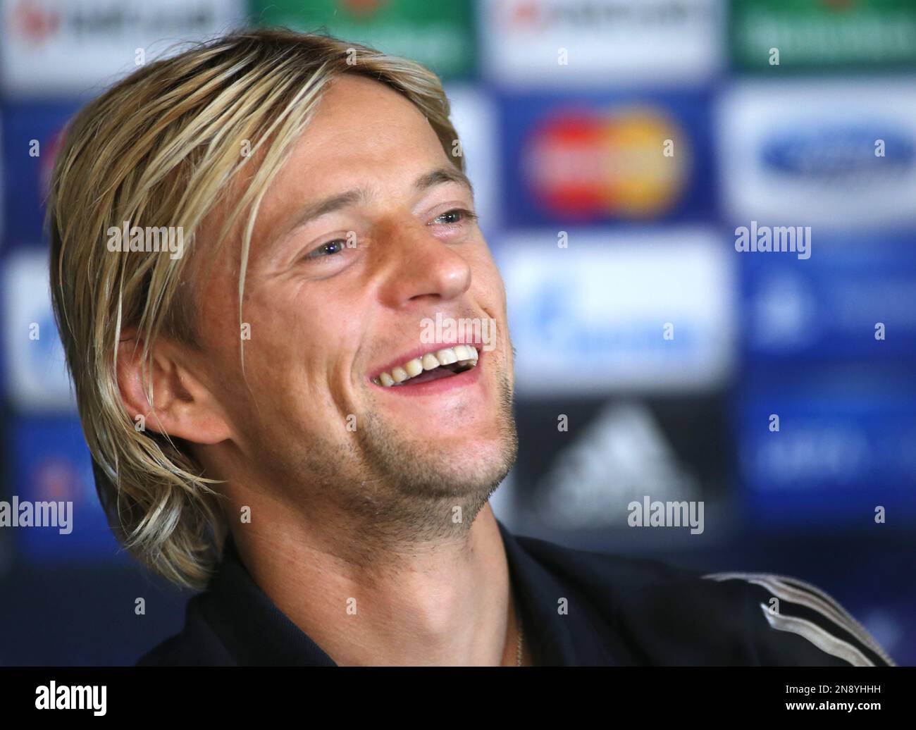 FC Bayern Munich's Anatoliy Tymoshchuk reacts during a press conference ...