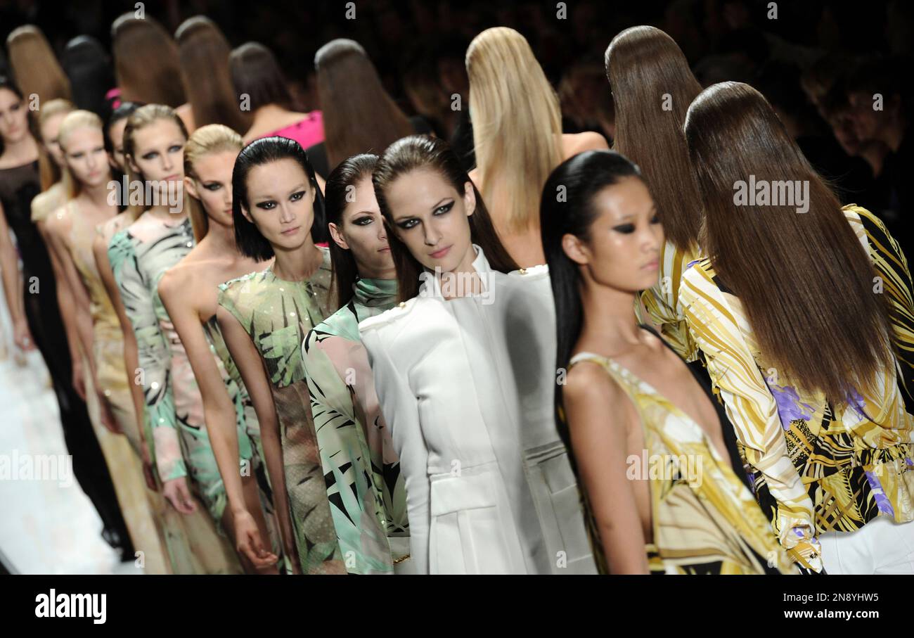 Models wear creations for fashion house Leonard's ready to wear Spring ...