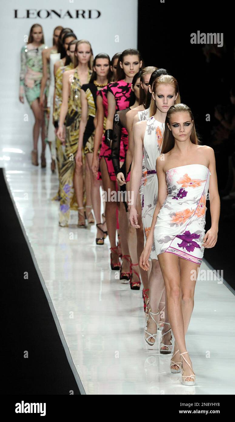 Models wear creations for fashion house Leonard's ready to wear Spring ...