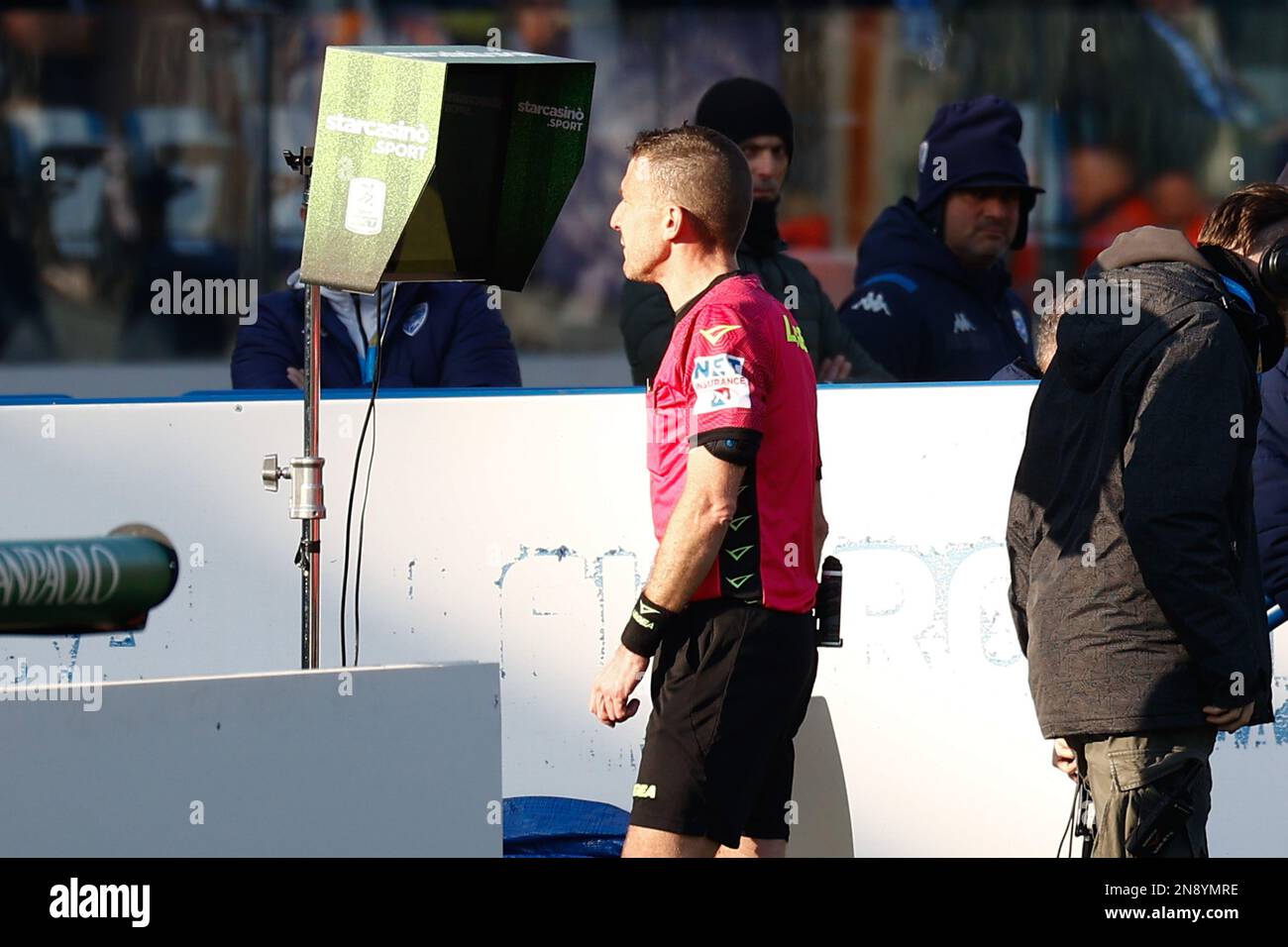 Mario Rigamonti stadium, Brescia, Italy, February 11, 2023, The referee ...