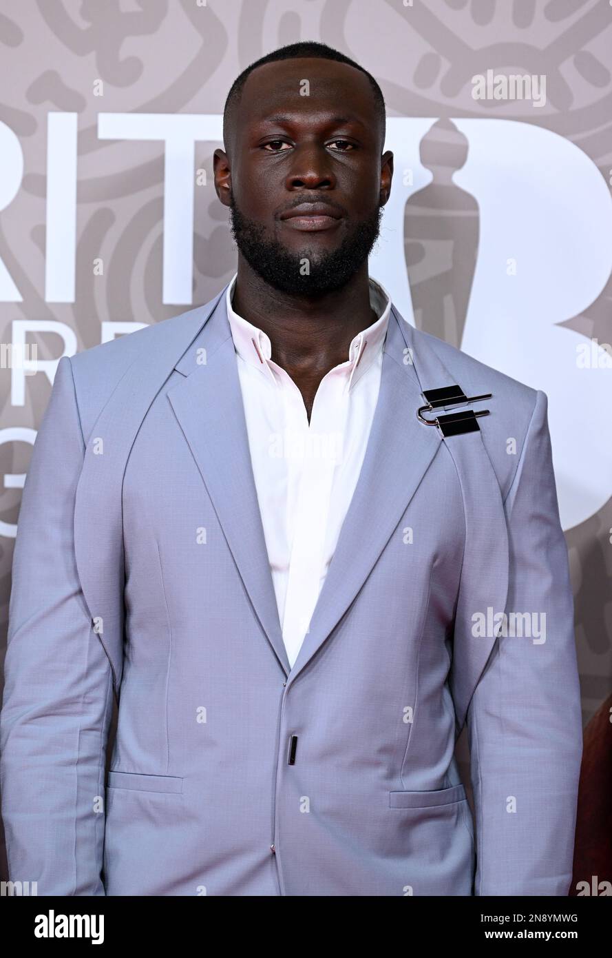 EDITORIAL USE ONLY February 11th, 2023, London, UK. Stormzy arriving at ...