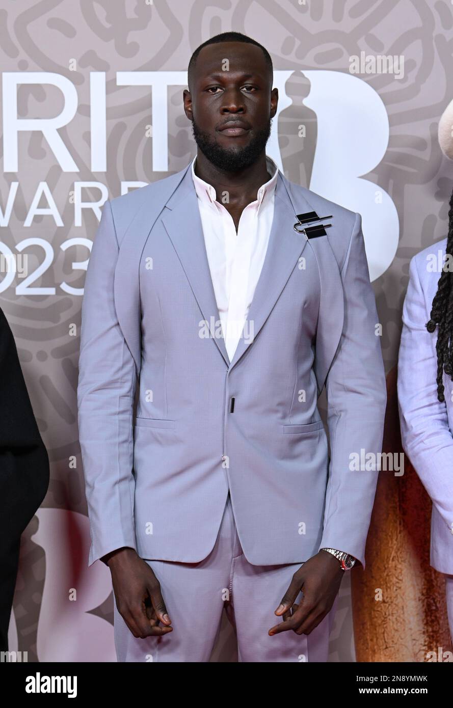 EDITORIAL USE ONLY February 11th, 2023, London, UK. Stormzy arriving at ...