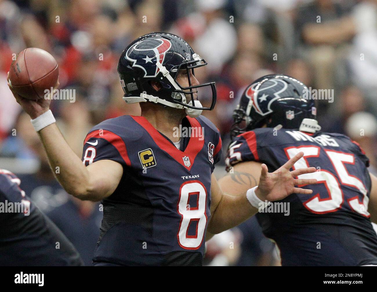 Houston Texans quarterback Matt Schaub throws a pass against the ...