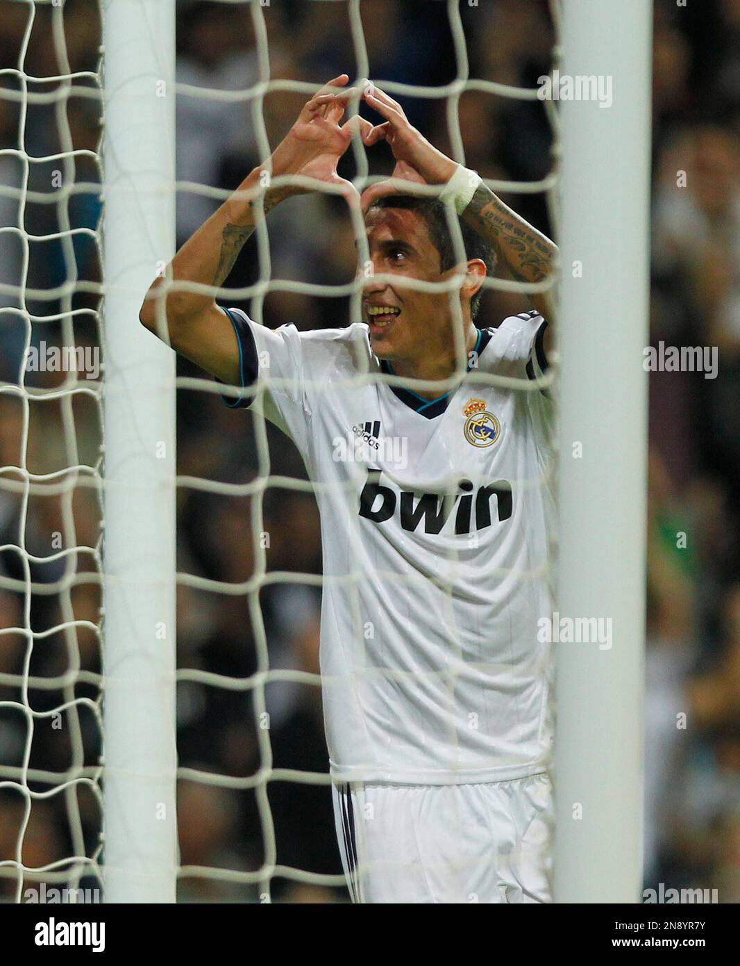 Real Madrid's Angel Di Maria from Argentina celebrates his goal during ...