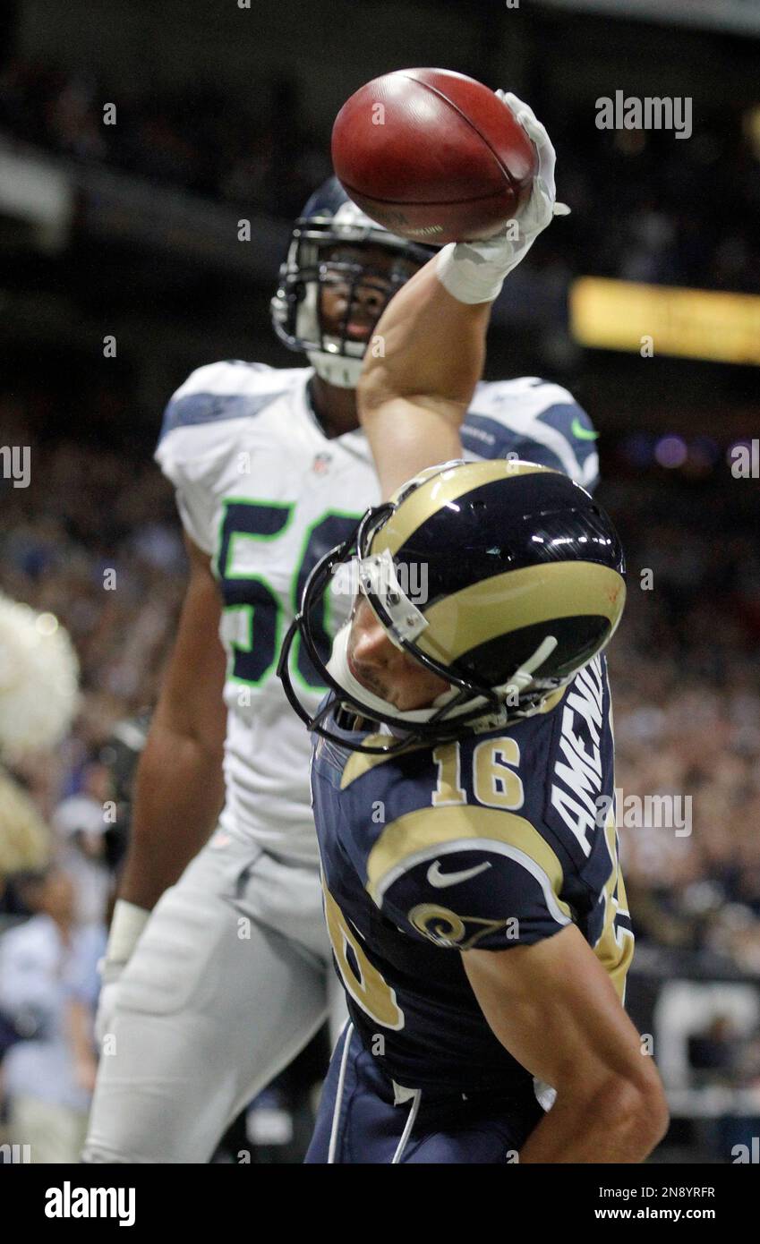 St. Louis Rams wide receiver Danny Amendola reacts after a two yard ...
