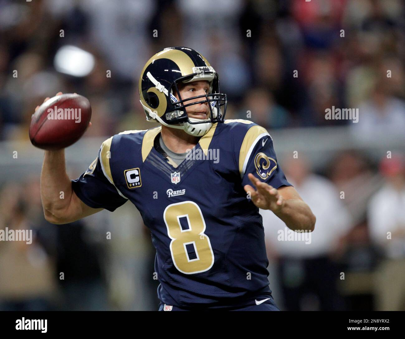 St. Louis Rams quarterback Sam Bradford throws during the first half of ...