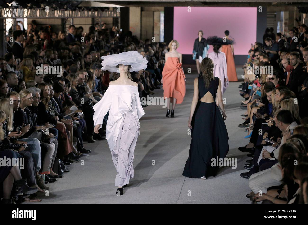 A model wears a creation by fashion designer Bill Gaytten for John ...