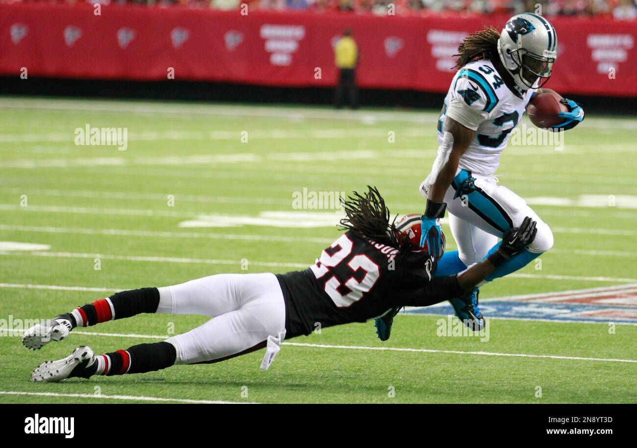 Carolina Panthers running back DeAngelo Williams (34) is stopped by ...