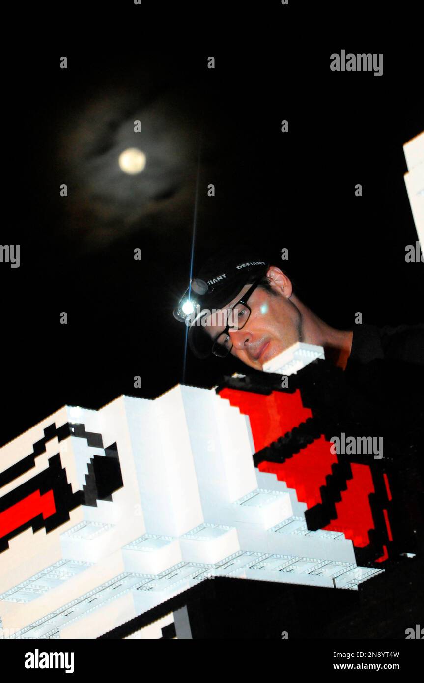 LEGO Master Builder Erik Varszegi is seen building a giant vampire ...