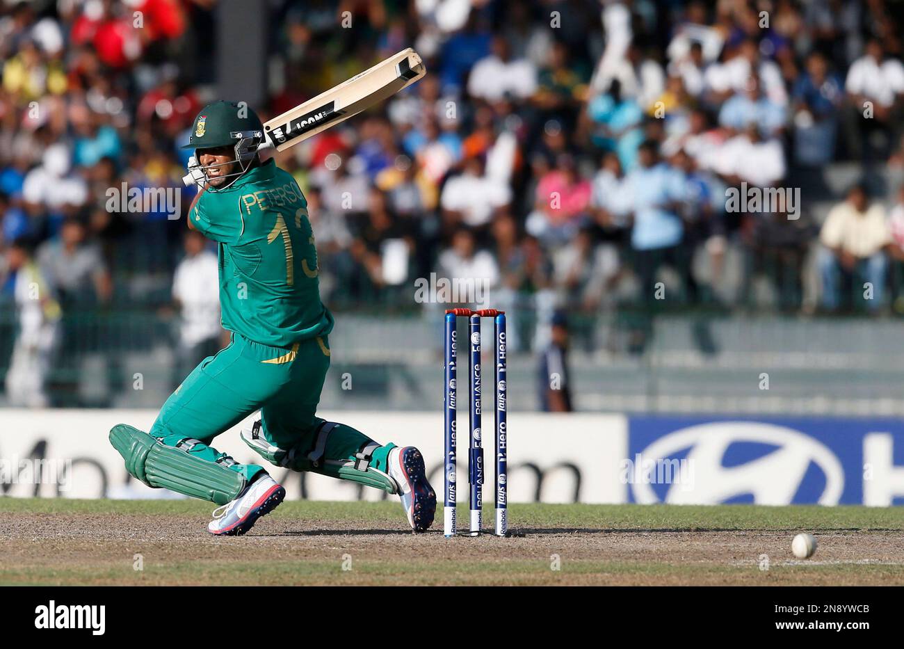 South Africa's batsman Robin Pietersen bats during an ICC Twenty20 ...