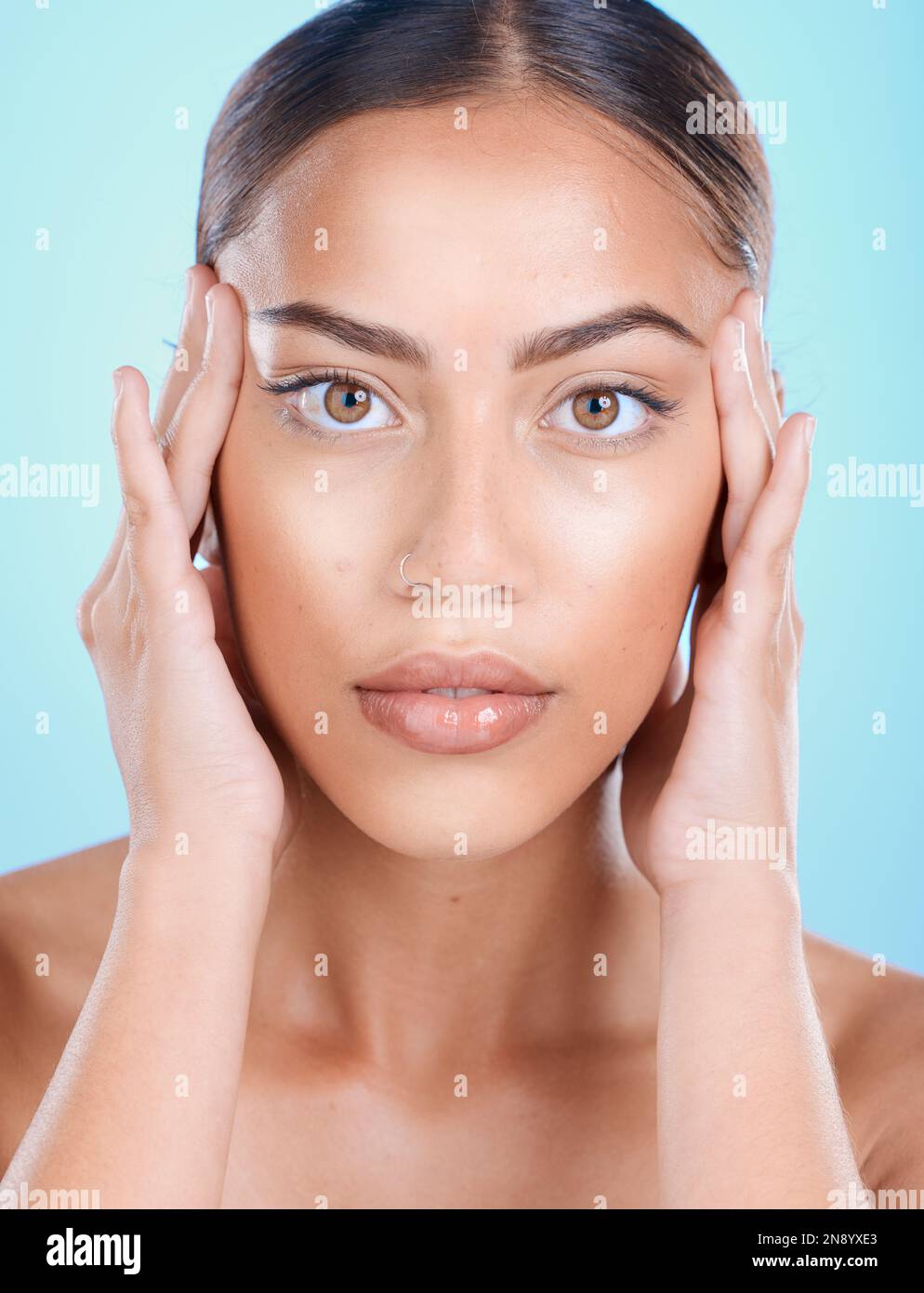 Beauty, portrait and woman in studio for skincare, facelift and anti ...