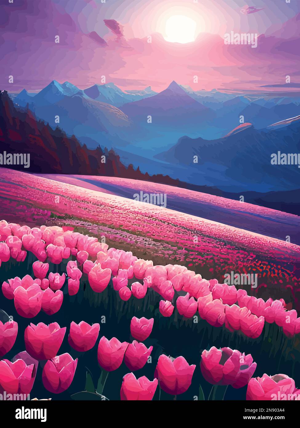 Dutch landscape painting Stock Vector Images - Alamy