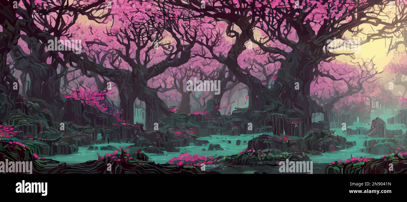 Woods night eerie Stock Vector Images - Alamy