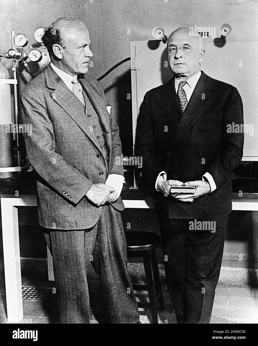Professor Albert Fischer, left, and French surgeon and biologist Alexis ...