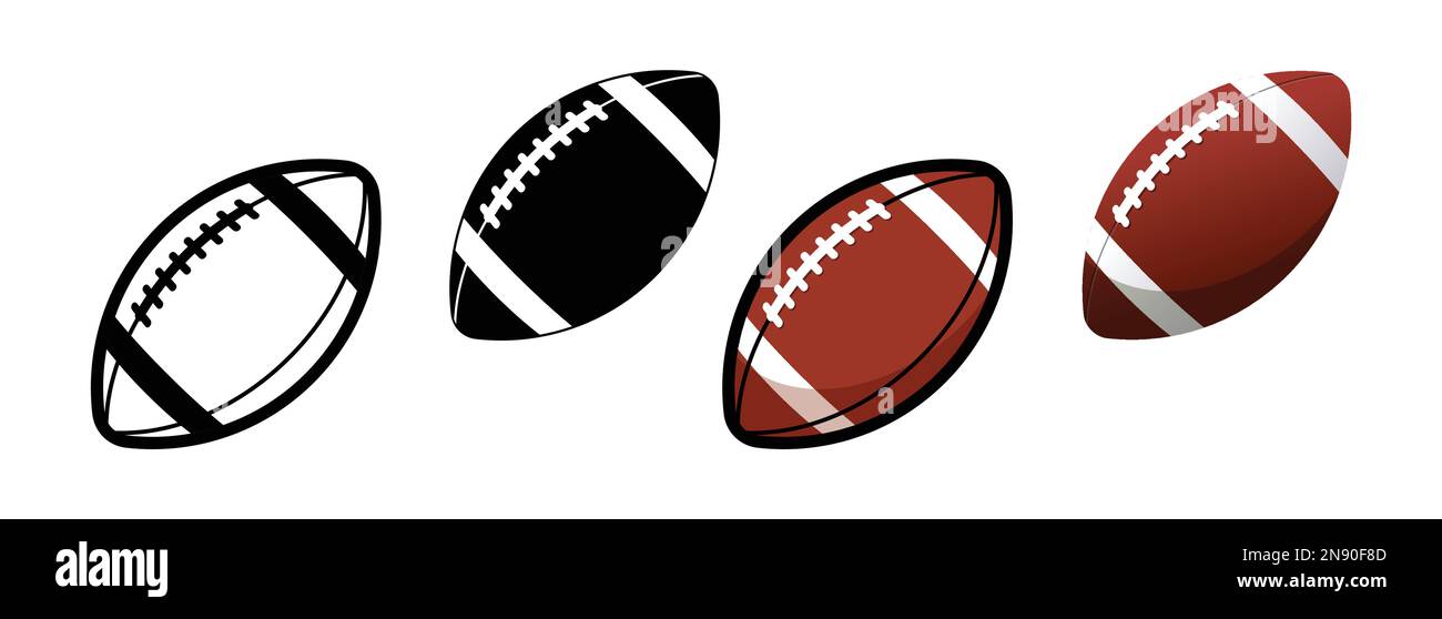 simple cartoon American football gridiron ball set of 4 icon brown ...