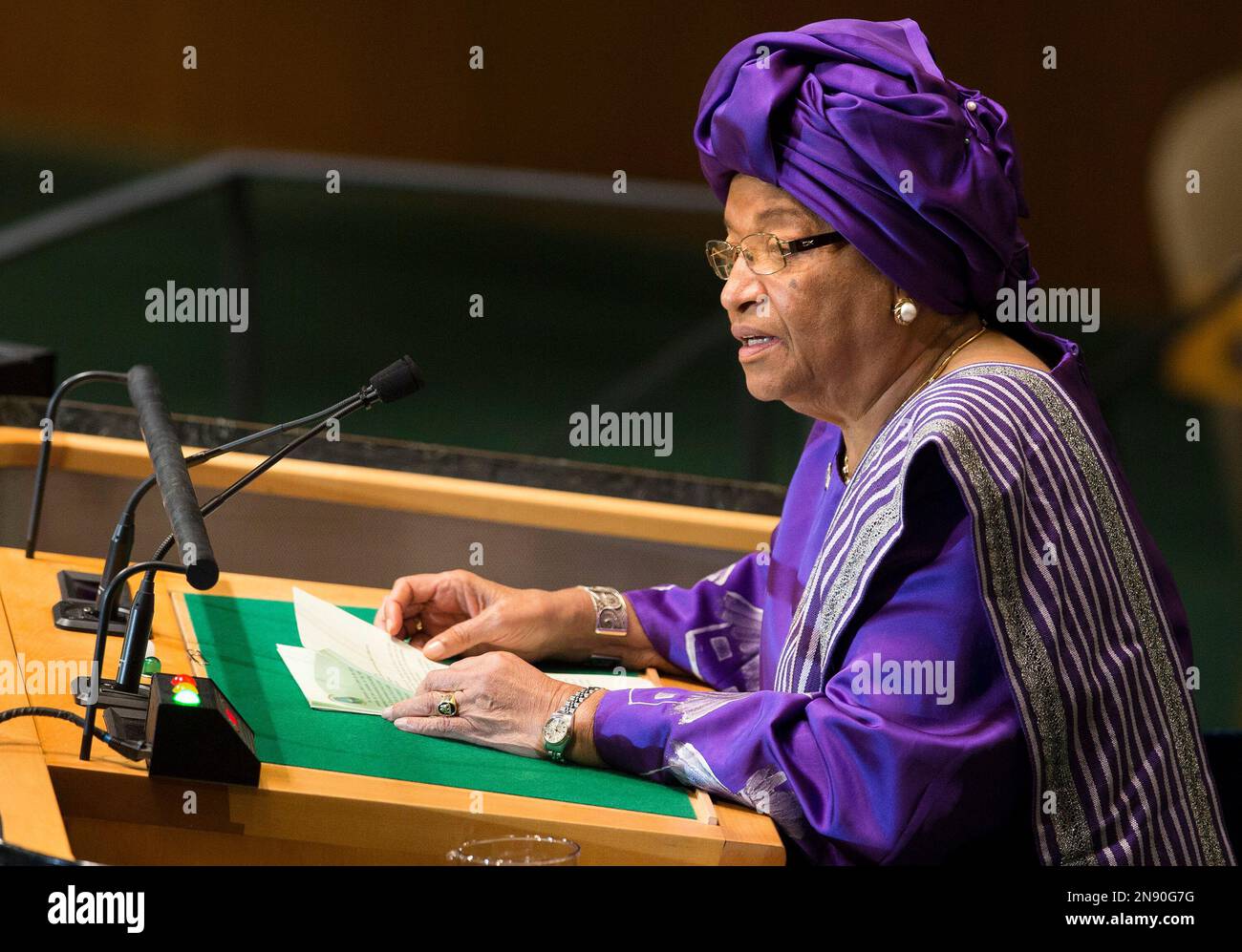 President of Liberia, Ellen Johnson-Sirleaf addresses the 67th session ...