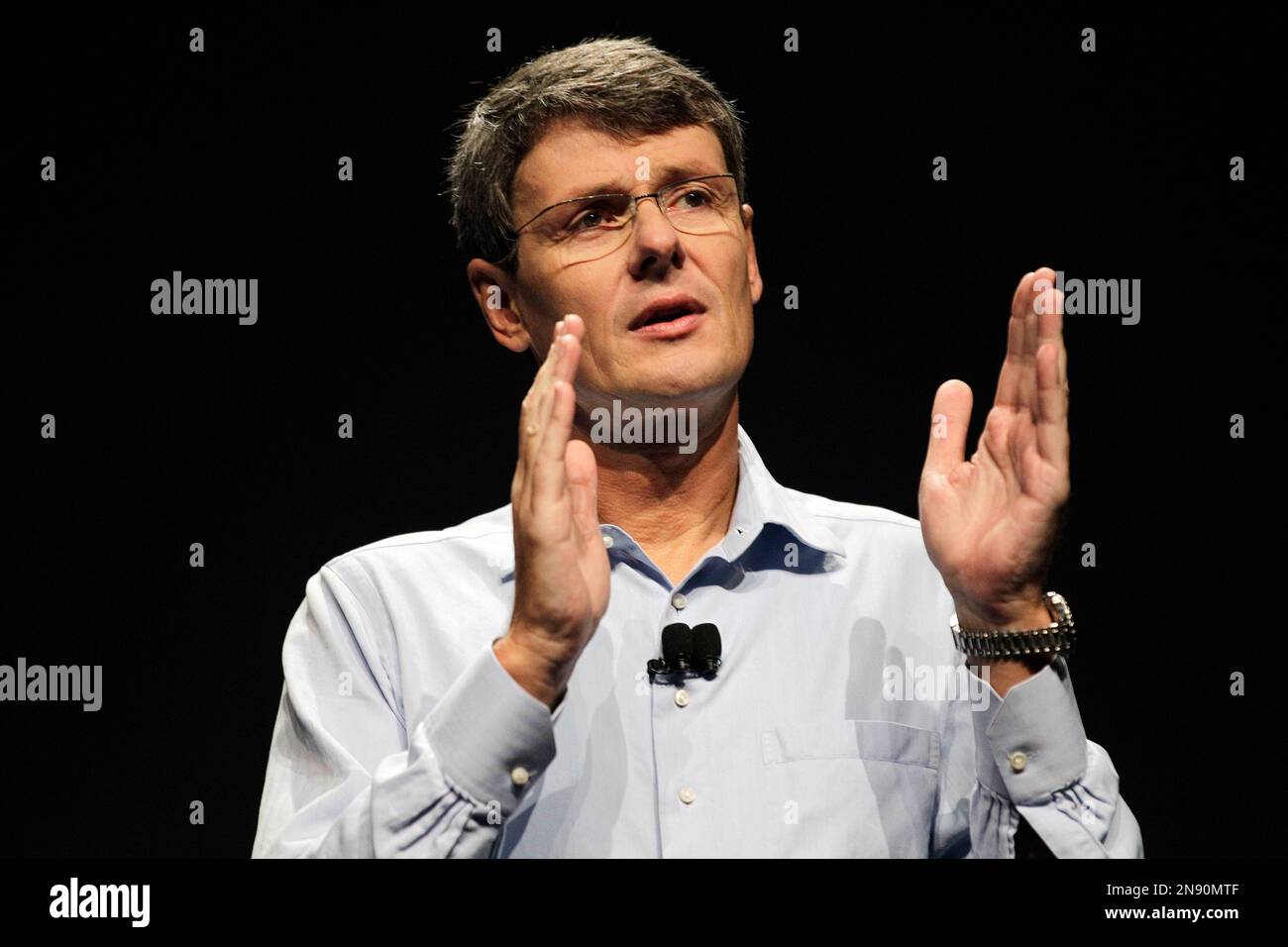 Thorsten Heins, President and CEO of Research in Motion, gestures while ...