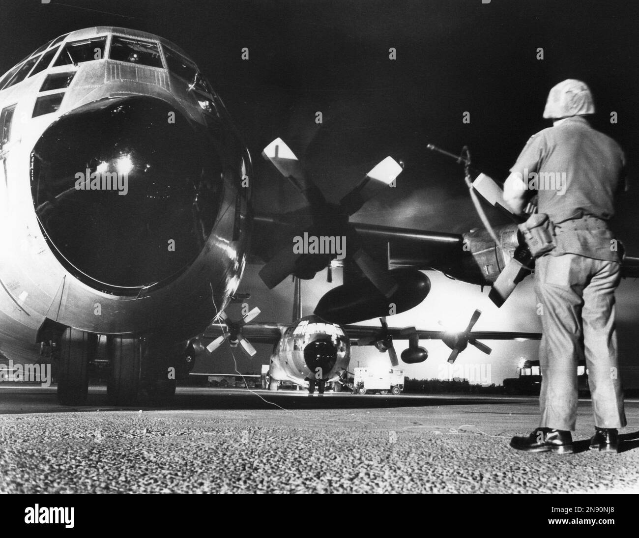 A U.S. Air Force policeman 1st Lt. Gene Owens of Chelsea, Mich., stands ...