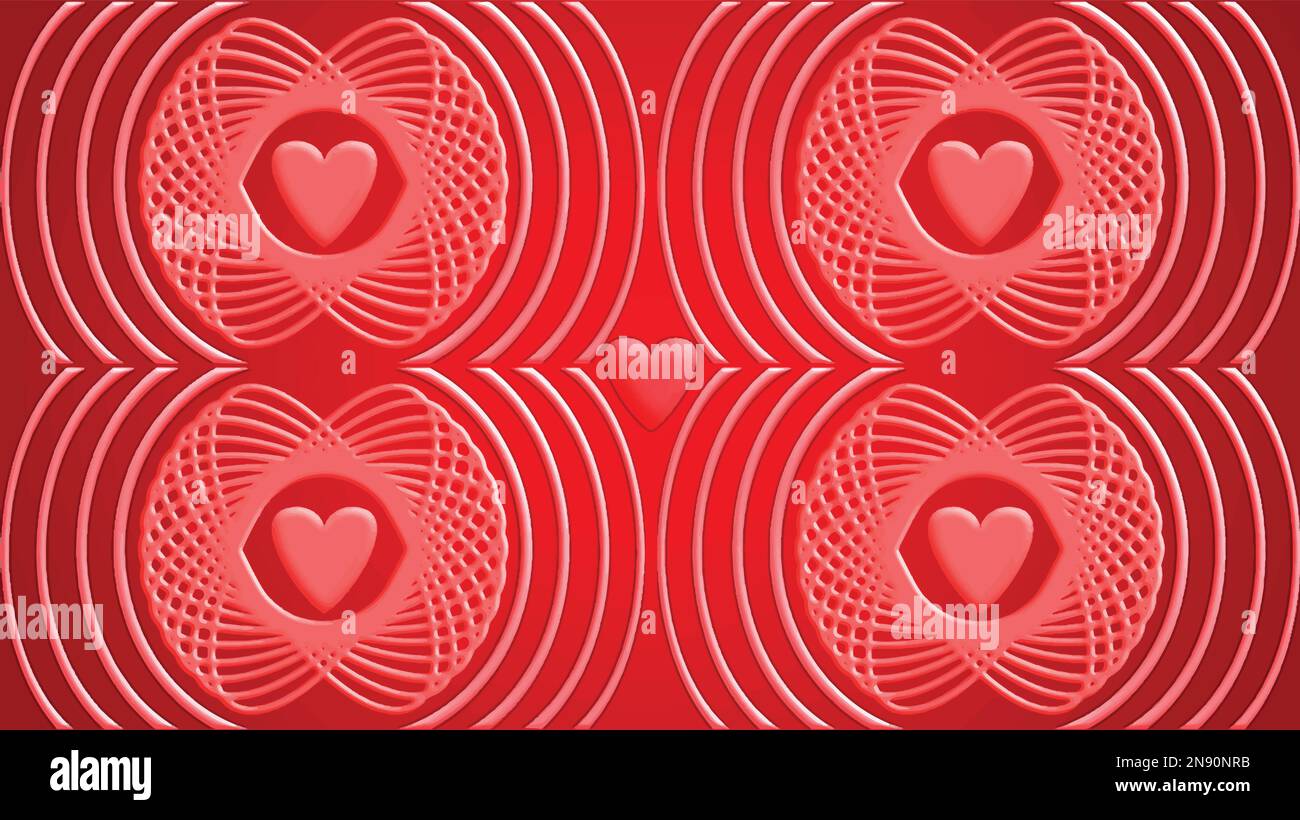 Design seamless swirl movement stripy pattern. Abstract red hearts and twisted lines background ...