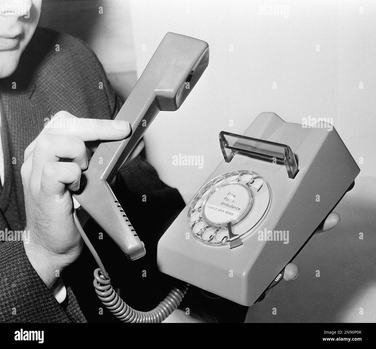 British telephone handset mounted lengthwise instead of horizontally on ...