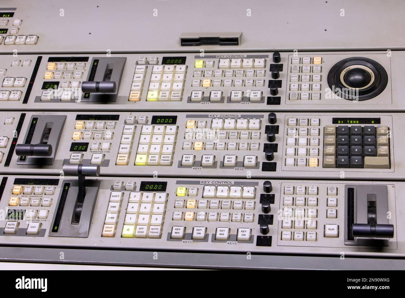 Control panel with buttons on a table in a TV studio Stock Photo - Alamy