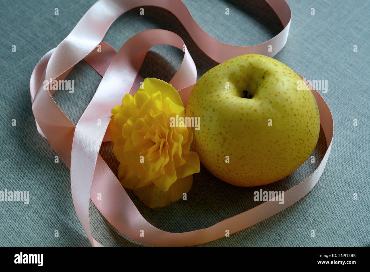 Close up photo of a Nashi Pear, also known as Asian Pear. Pyrus ...