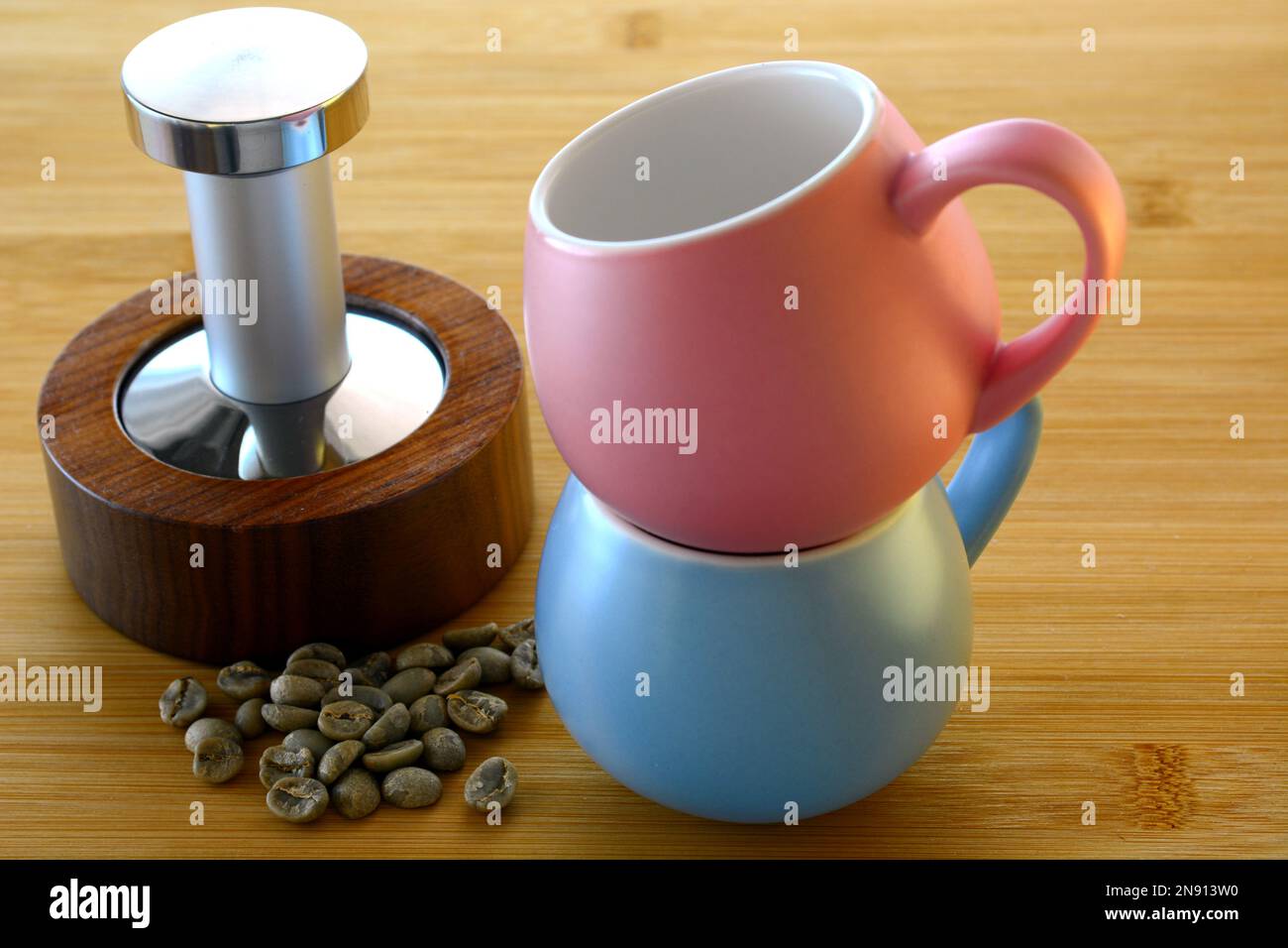 Close up of two cute coffee cups, a beautiful addition to any kitchen ...