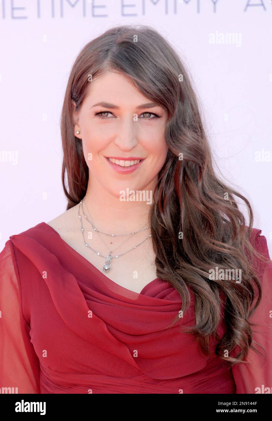 Mayim Bialik arrives at the 64th Primetime Emmy Awards at the Nokia ...