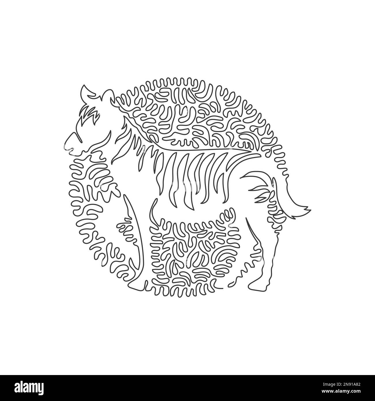 Single curly one line drawing of zebra famously stripy. Continuous line ...