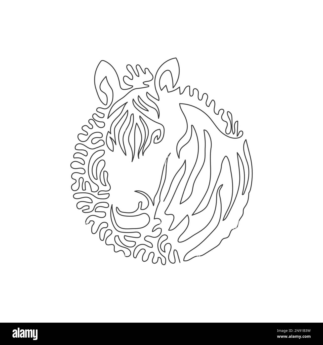 Single one line drawing of beautiful zebra abstract art. Continuous ...
