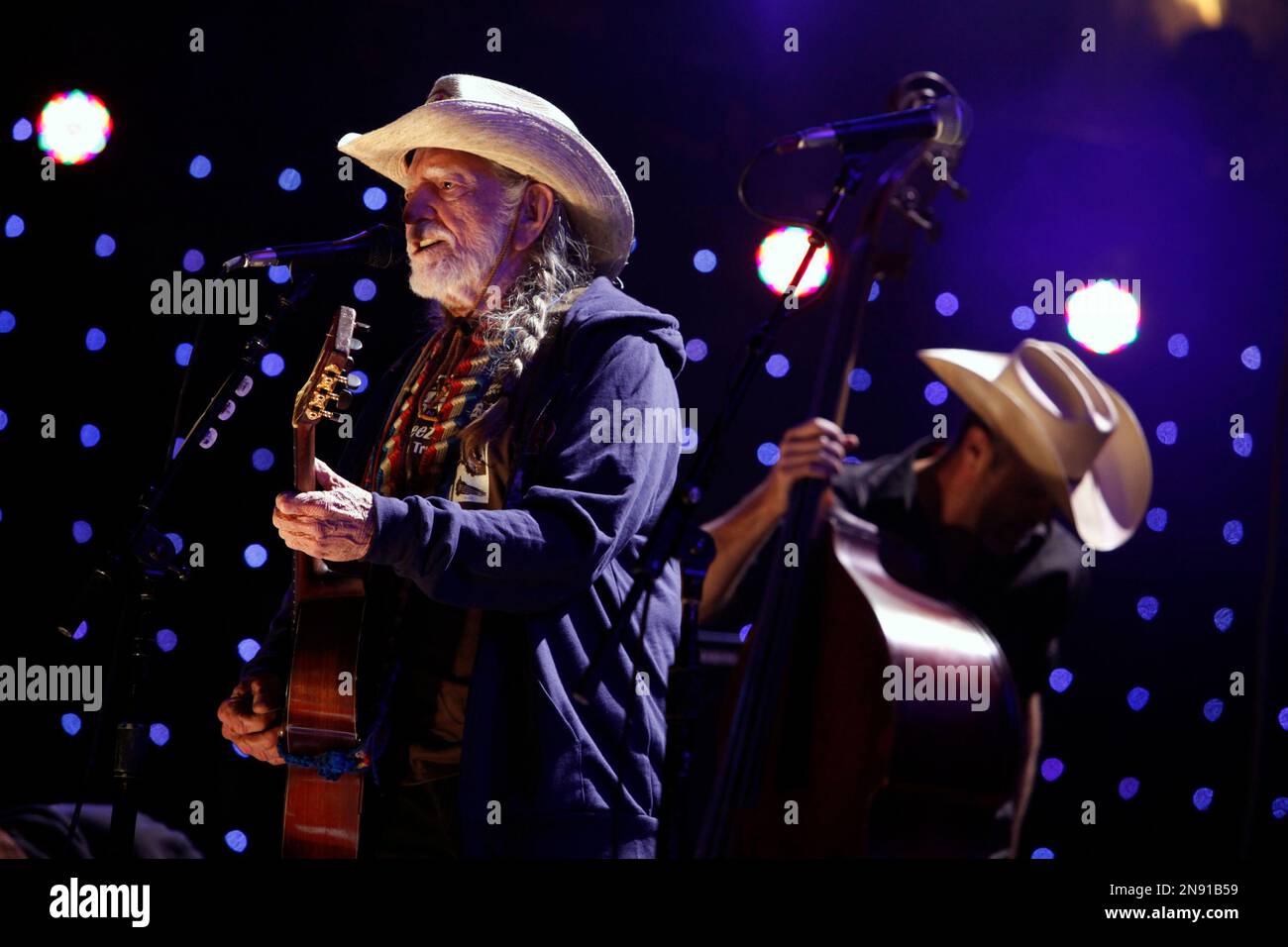 Willie Nelson performs during the Farm Aid 2012 concert at Hersheypark ...