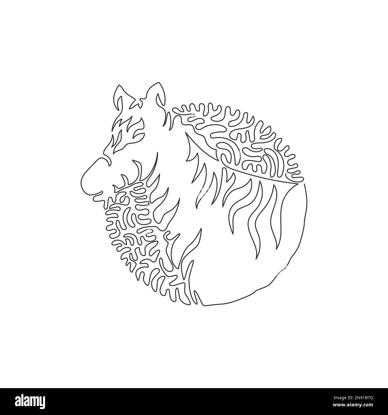 Continuous Curve One Line Drawing Of Adorable Zebra Abstract Art In