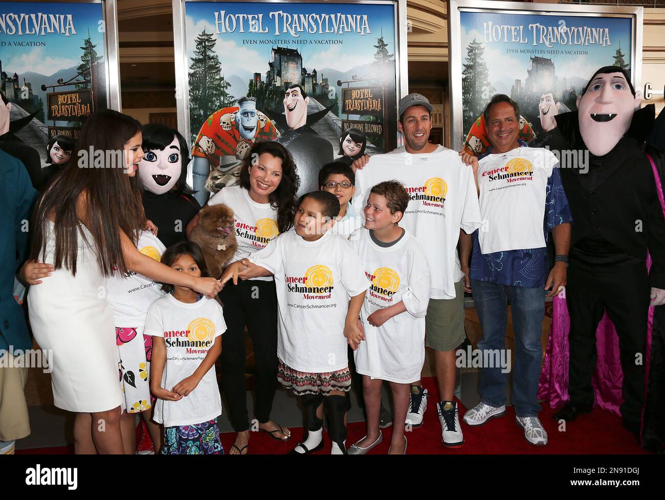 From left, Selena Gomez, Fran Drescher, Adam Sandler and Jon Lovitz ...