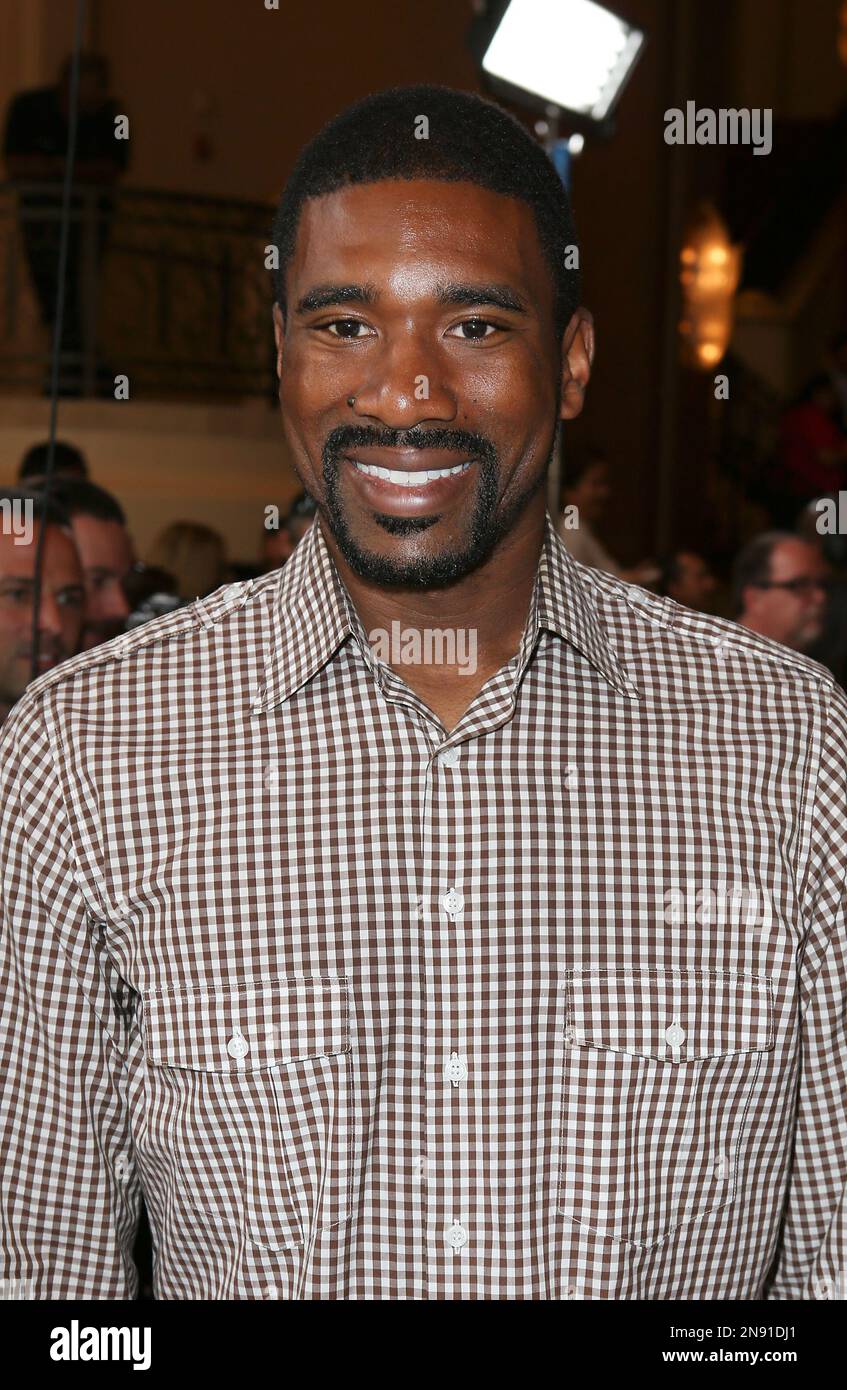 NBA player Leon Powe poses during the Sony Pictures Animation special ...