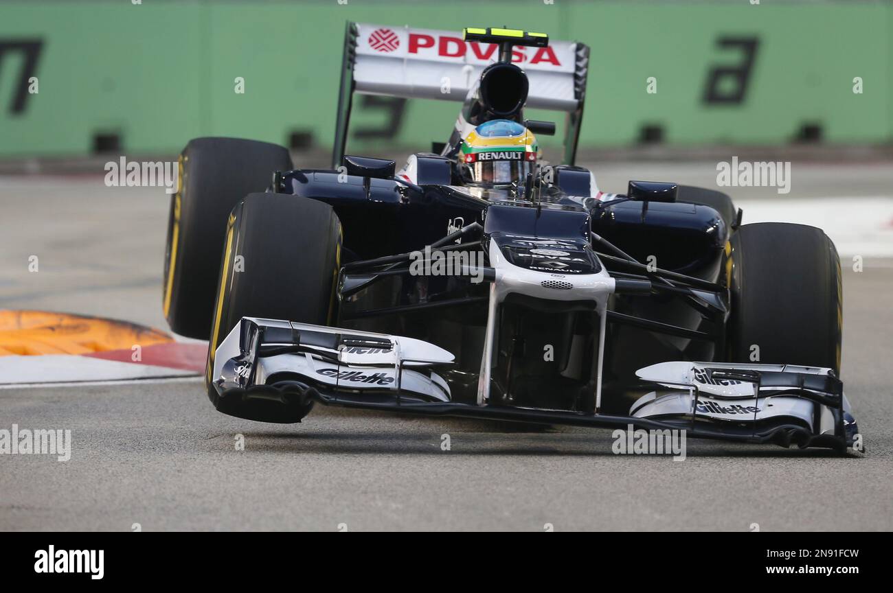 Williams Formula One driver Bruno Senna of Brazil steers his car ...