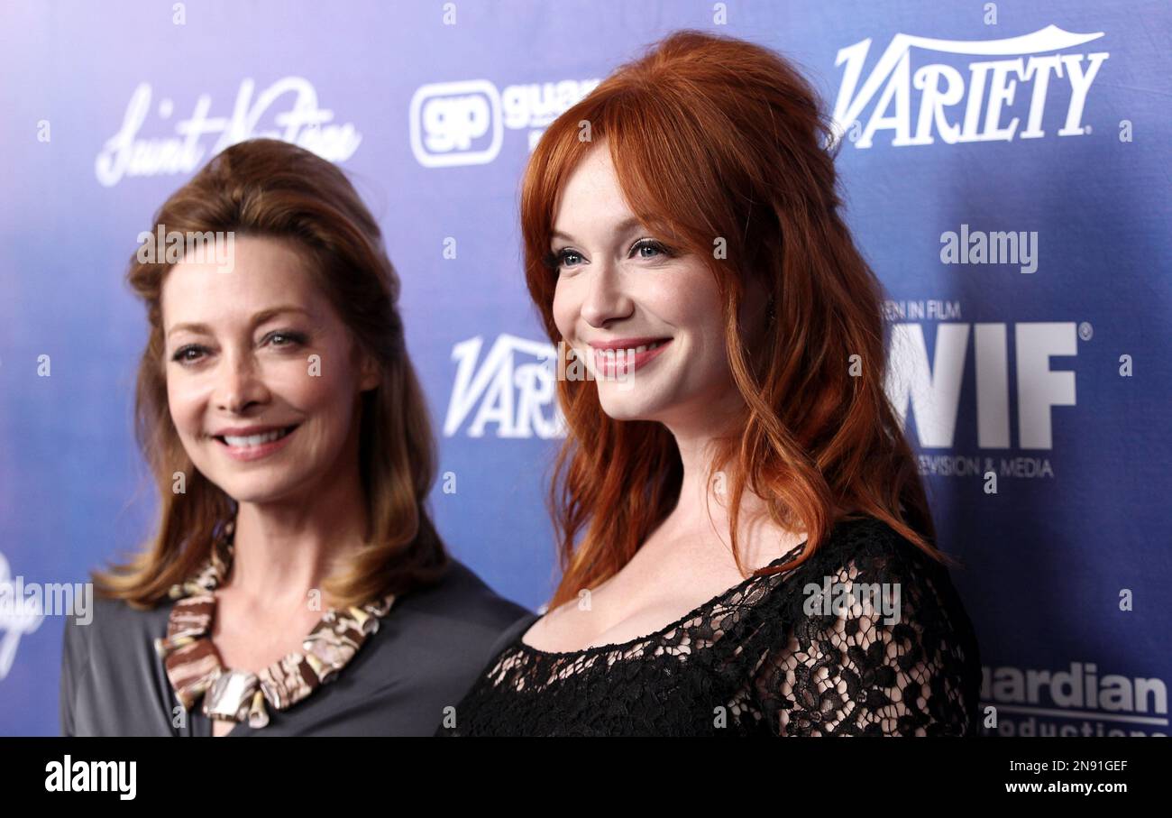 Christina Hendricks, right, and Sharon Lawrence pose together at the ...