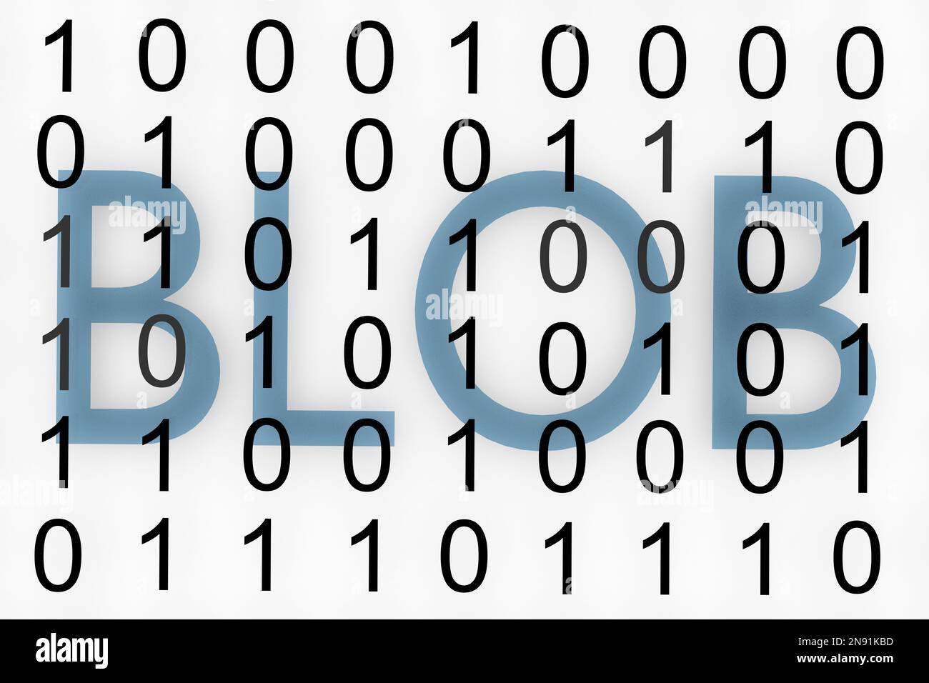 3D illustration of the word BLOB over a background composed of the ...