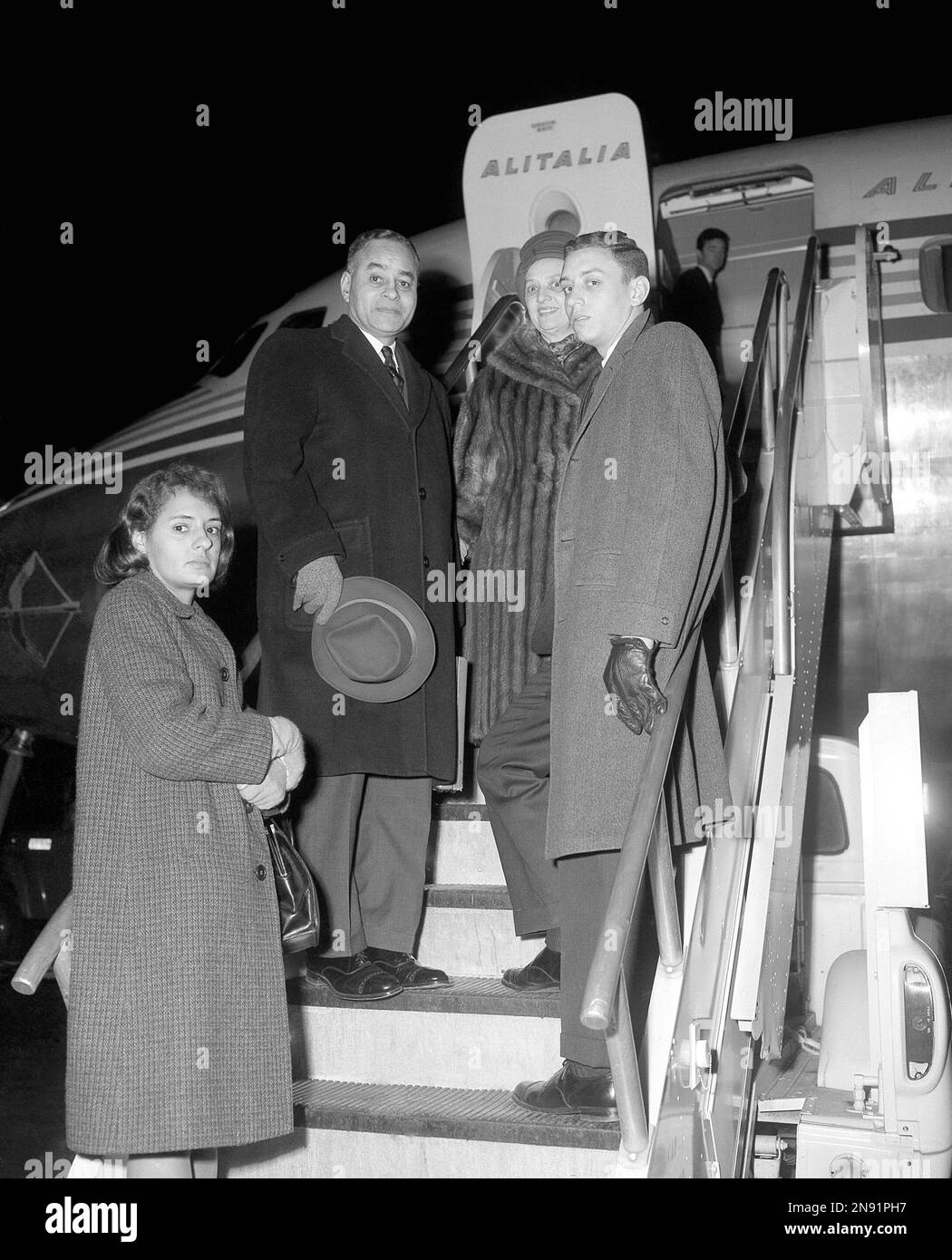 Ralph Bunche, United Nations Under-Secretary, stands with members of ...