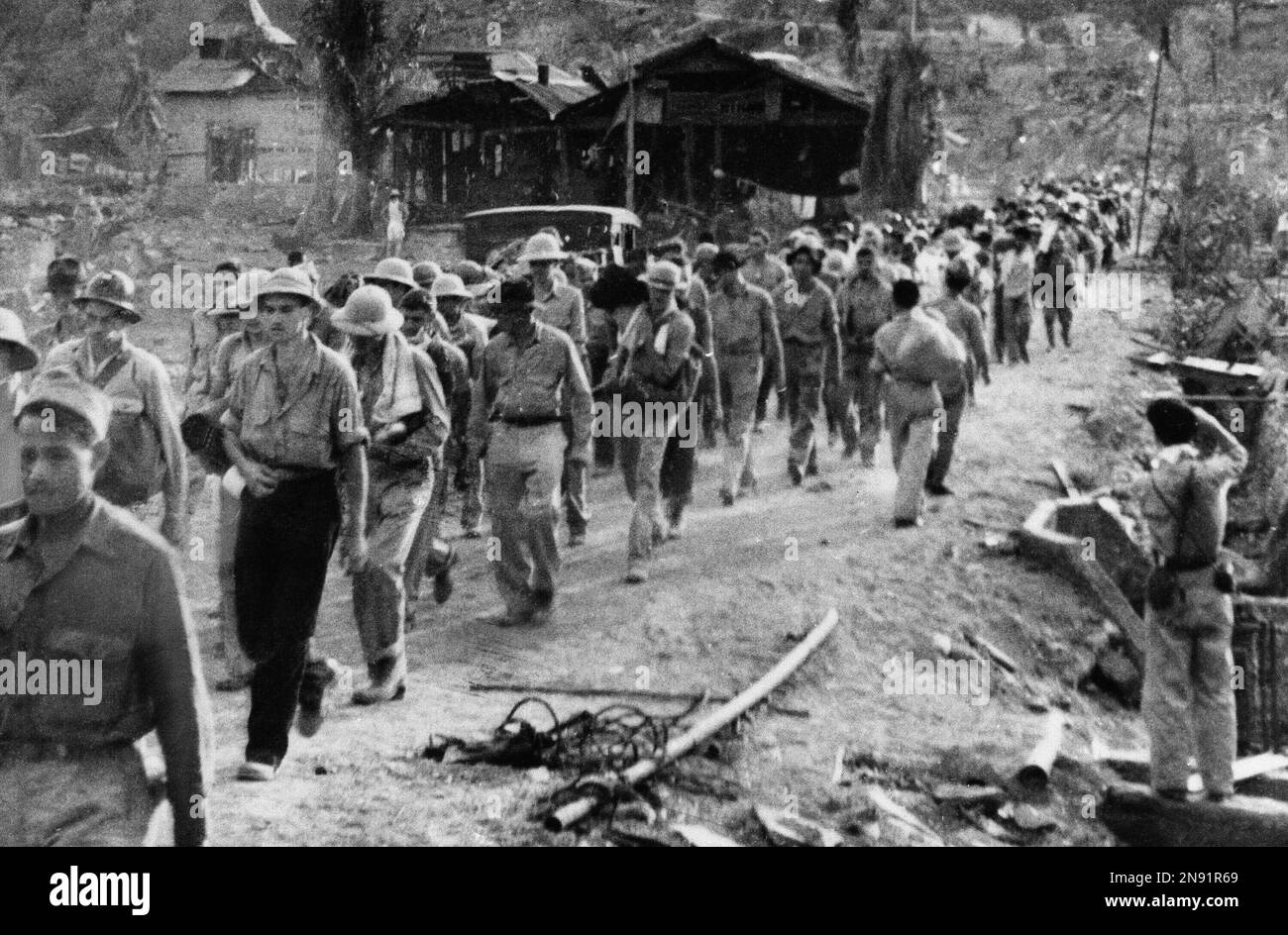 The Bataan death march starts from near Marivales, the Philippines ...