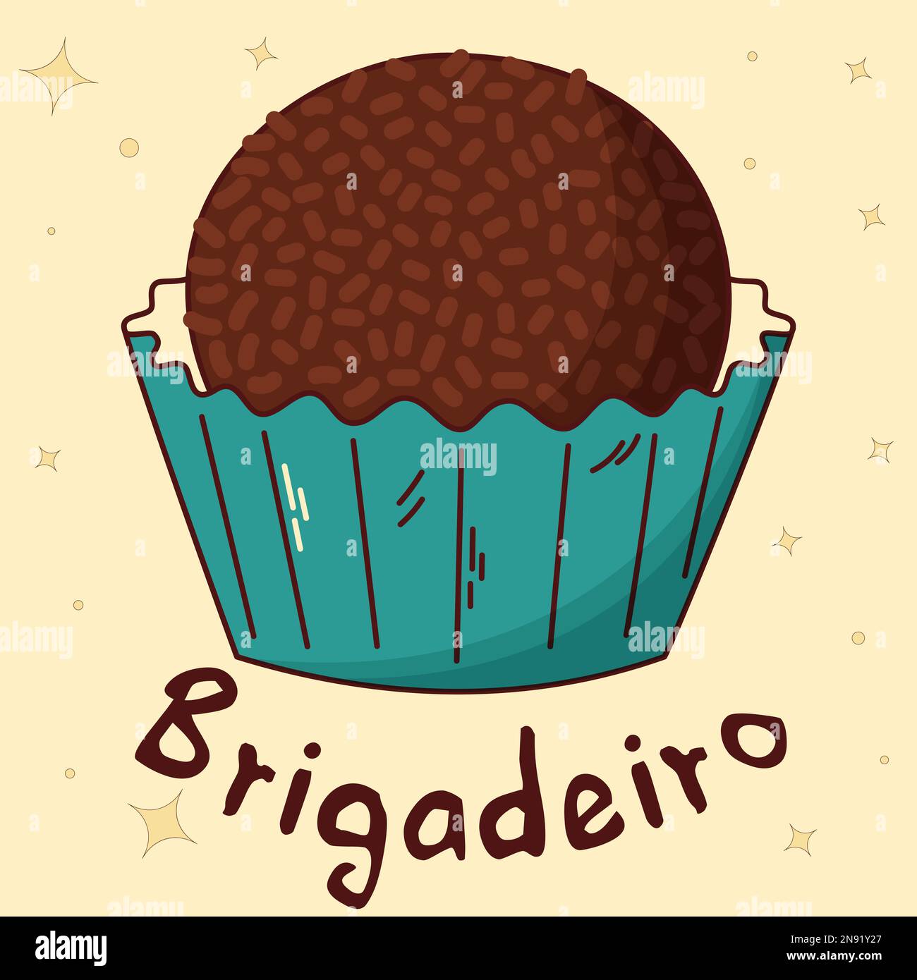 Brazilian traditional food. Brigadeiro. Vector illustration in hand ...